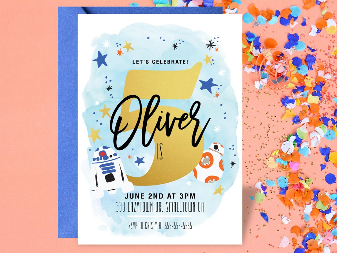 Droids R2D2 & BB8 Birthday Invitation - Etsy