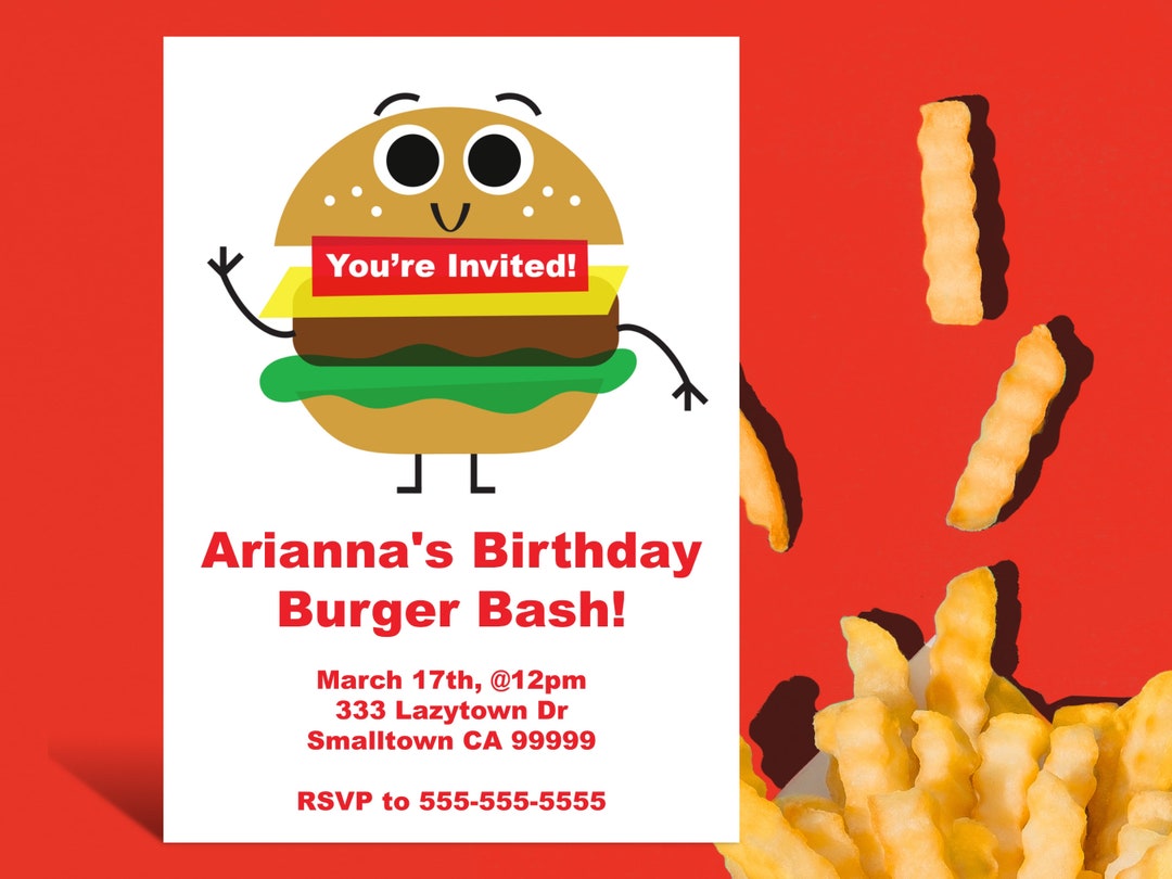 Burger Bash - Happy Meal Birthday Invite - Etsy