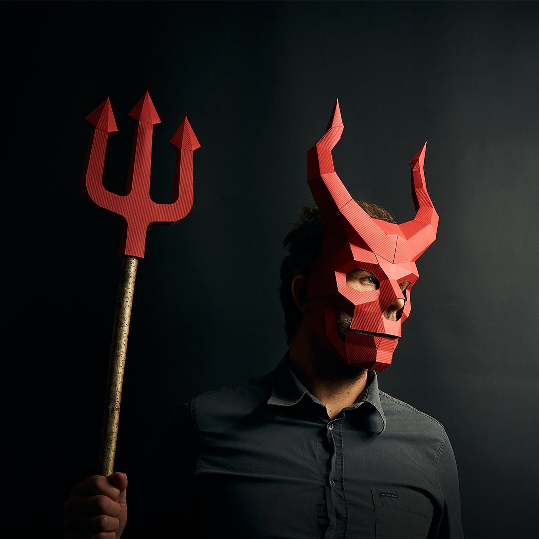 Devil's Drummer 3D Papercraft Mask Template Horned Skull - Etsy UK