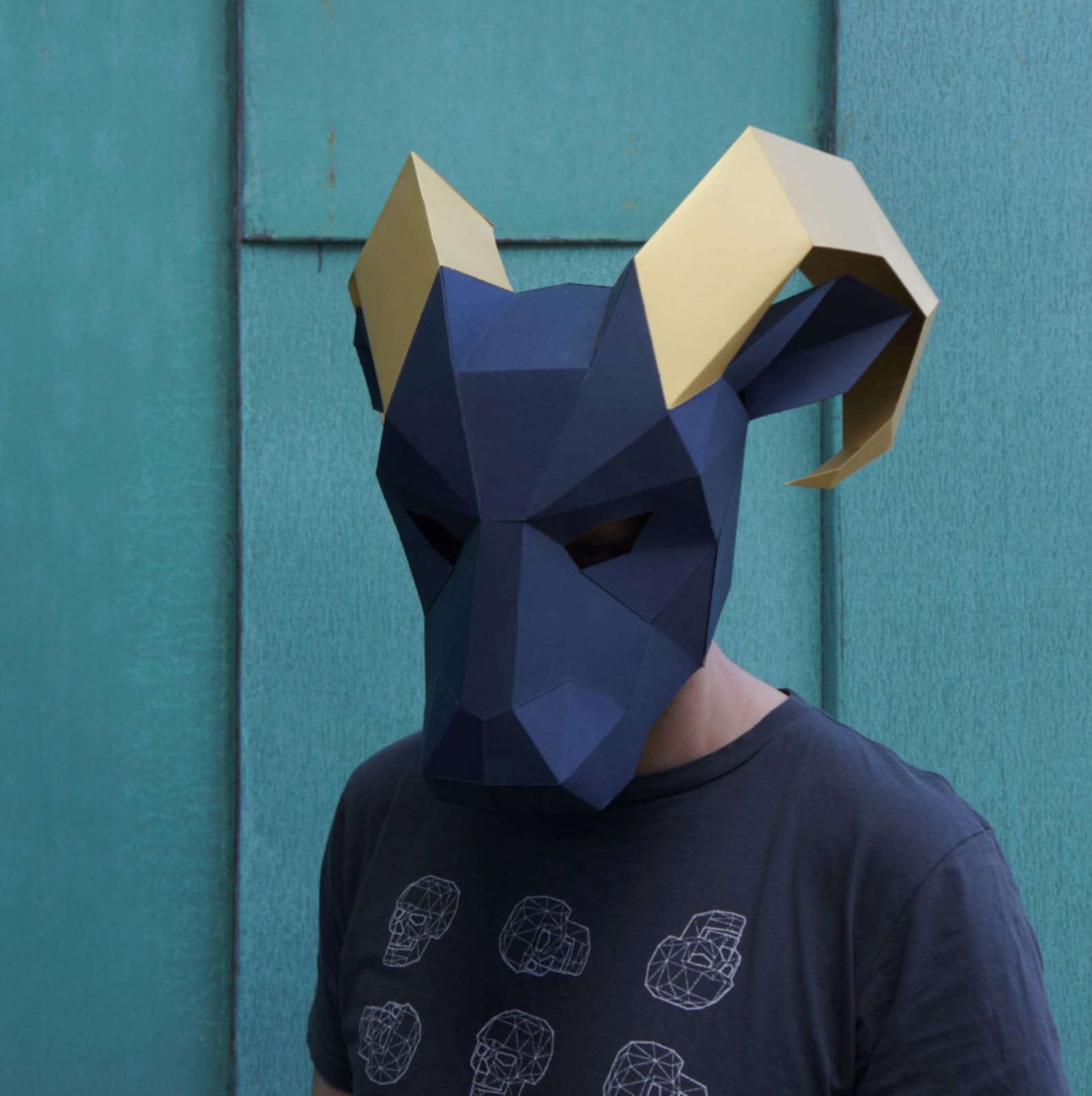 Ram 3D Papercraft Mask Template Low Poly Paper Mask Unique | Etsy