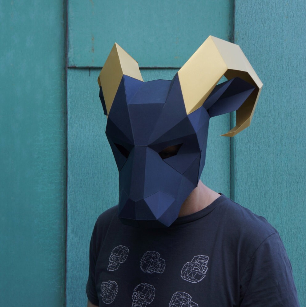 Ram 3D Papercraft Mask Template Low Poly Paper Mask Unique | Etsy