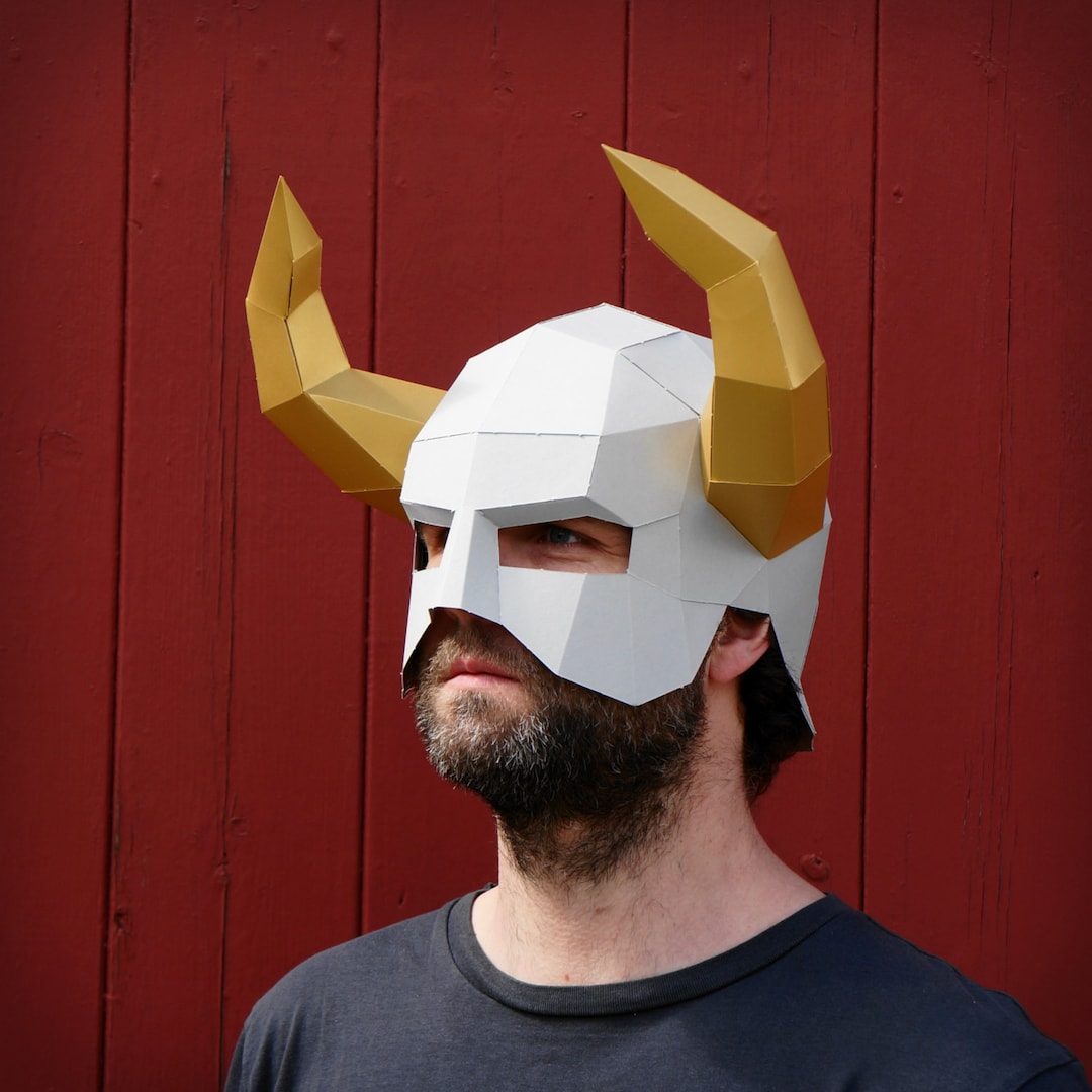 Horned Barbarian Helmet, Papercraft Mask Template - Etsy
