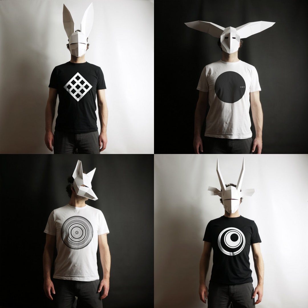 Jackal, Oryx, Owl, White Rabbit 3D Papercraft Mask Template, Low Poly ...