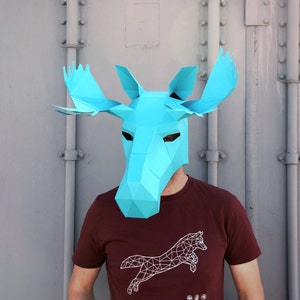 Moose Mask, 3D Papercraft Mask Template, Low Poly Paper Mask, Unique ...