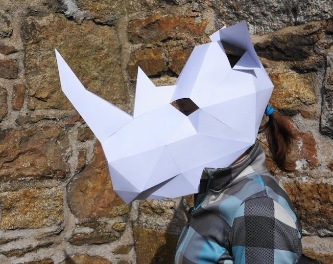 DIY Rhino Mask, Paper Craft Template, Printable Rhinoceros, Mask ...