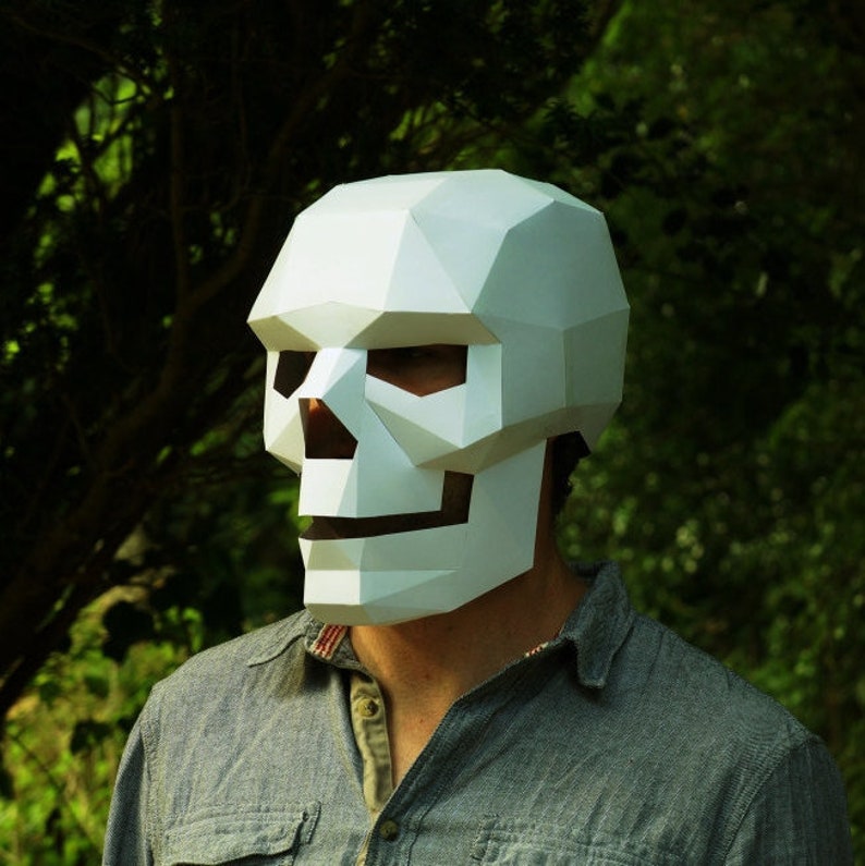 Skull Mask 3D Papercraft Template Low Poly Paper Mask Unique - Etsy UK