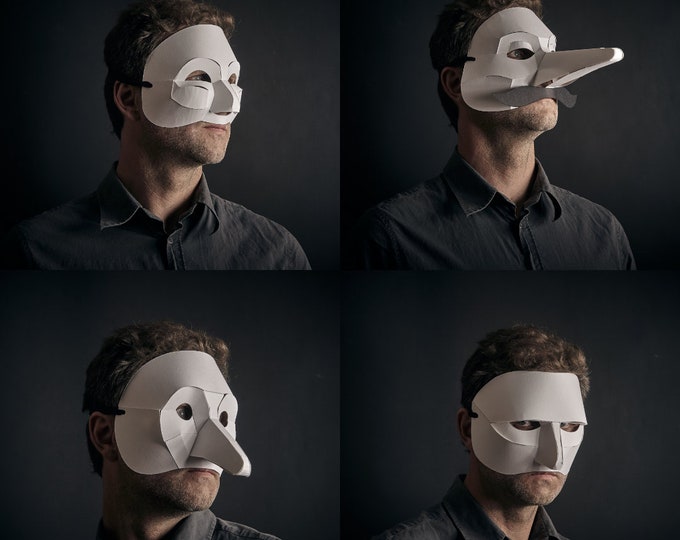 Animal Skull Mask Papercraft Set, Crow, Cat, Bull, Stag, Low Poly Paper ...
