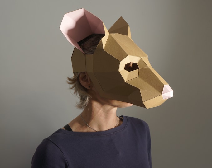 Máscara de Ratón / Rata de Papel | Plantillas para imprimir, Máscara 3D ...