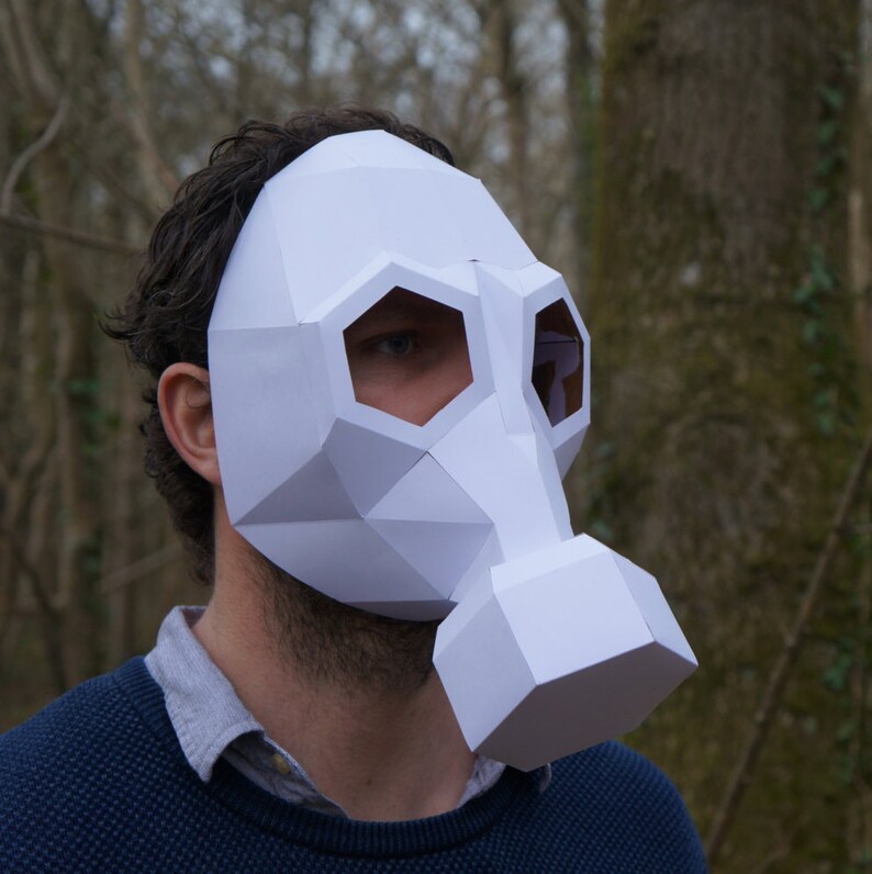 Gas Mask Papercraft Mask Template 3D Low Poly Paper Mask | Etsy