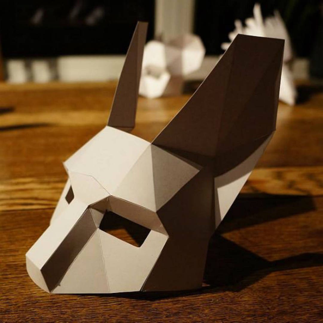 Rabbit 3D Papercraft Mask Template, Low Poly Paper Mask, Unique ...