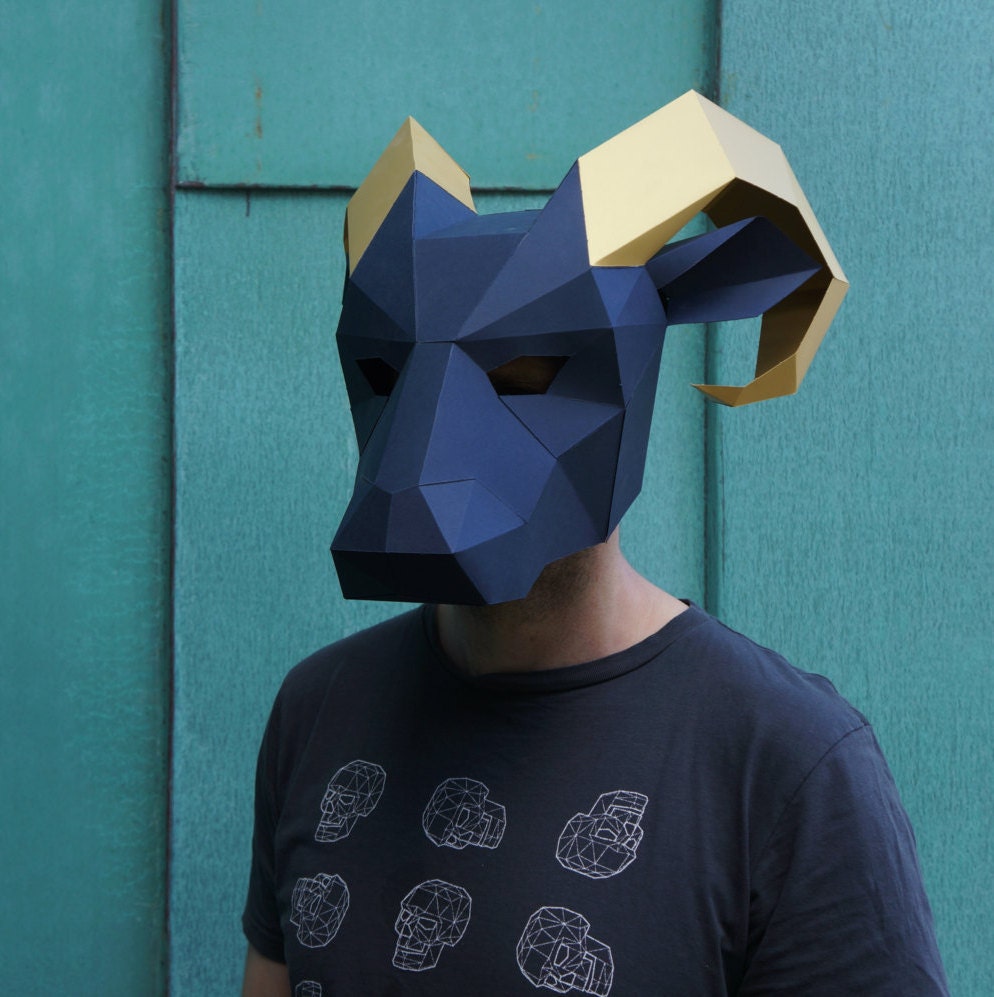 Ram 3D Papercraft Mask Template Low Poly Paper Mask Unique | Etsy