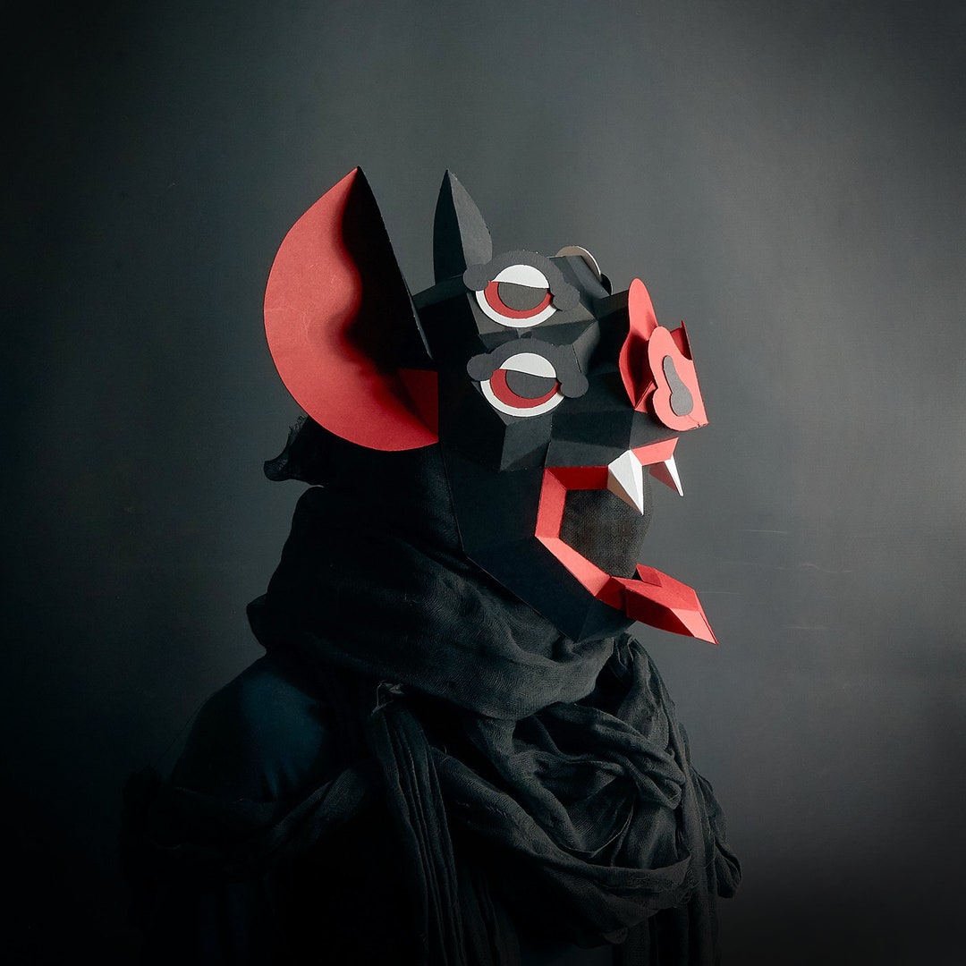 Camazotz Mayan Headdress, Bat Papercraft Mask Template, 3D Low Poly ...