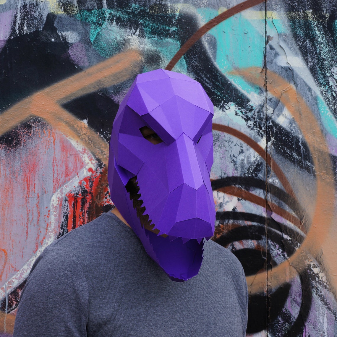 Velociraptor Papercraft Dinosaur Mask Template 3D Low Poly - Etsy Nederland