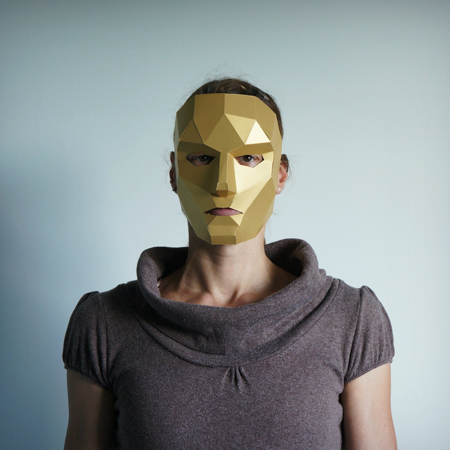 Polygon Female Face Mask: 3D Papercraft Costume Template (PDF Pattern ...