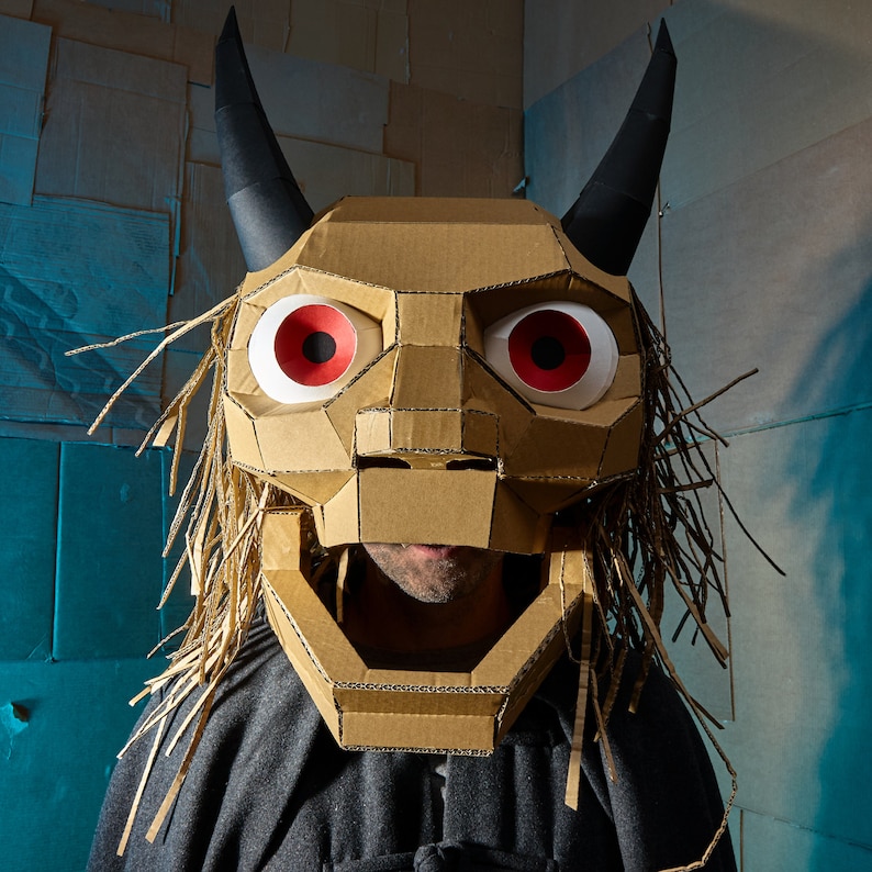 Monster Mask Lowpoly 3D Papercraft Demon Mask Template - Etsy