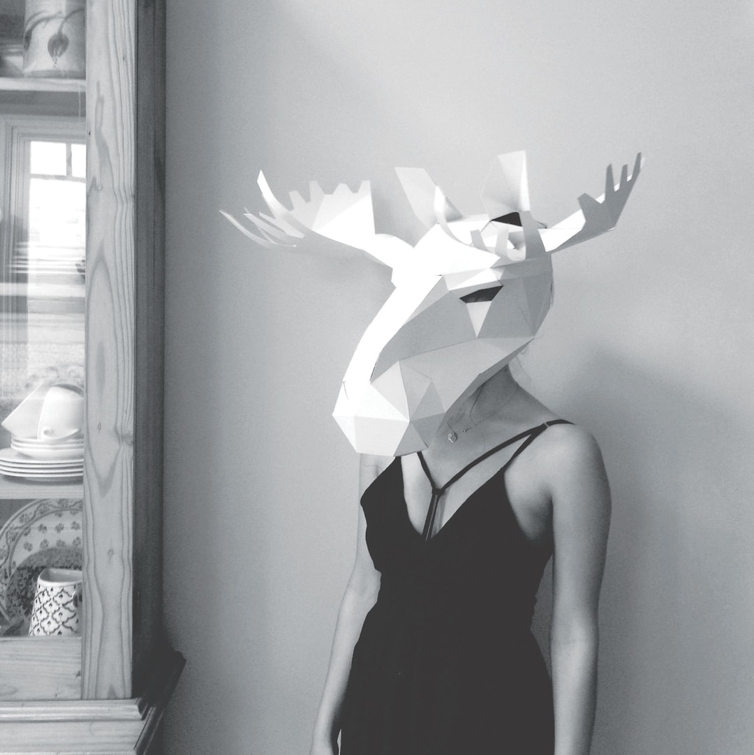 Moose Mask, 3D Papercraft Mask Template, Low Poly Paper Mask, Unique ...