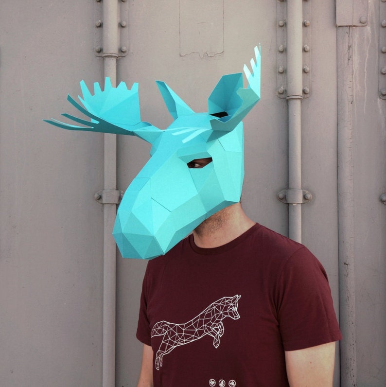 Moose Mask 3D Papercraft Mask Template Low Poly Paper Mask - Etsy Canada