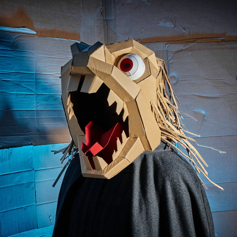 Jabberwock Mask, Lowpoly 3D Papercraft Demon Mask Template, Unique ...