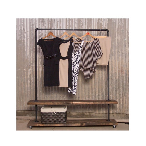 90D Double Shelf Clothing Rack Pipe Clothes Racks - Etsy