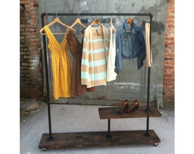 90H Half Shelf Clothing Rack Pipe Furniture Industrial Clothes Rack ...