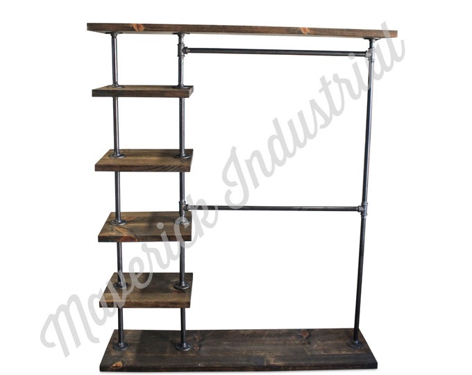 Industrial Double Bar Clothing Rack Entry Way Rack Hall Tree Garment ...