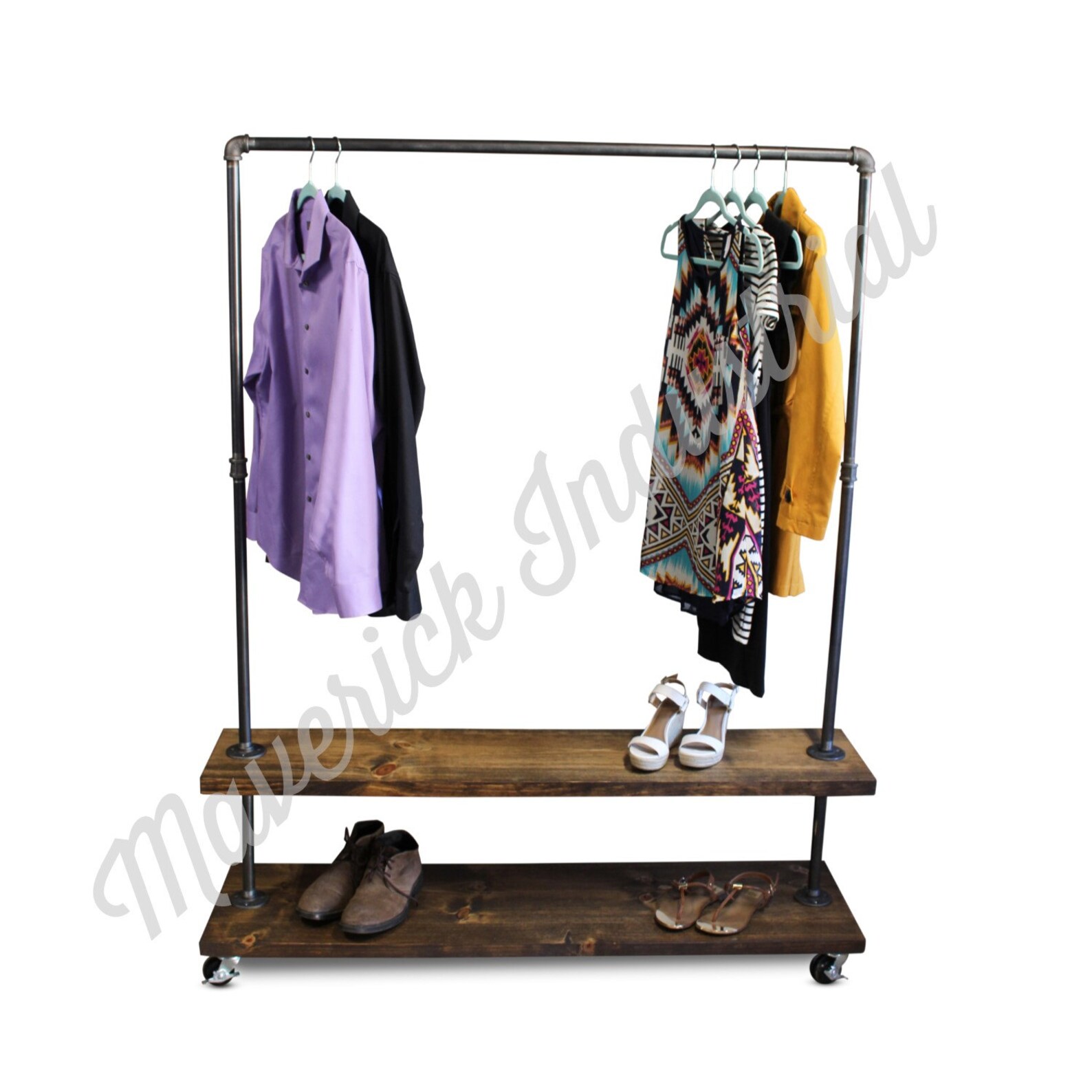 90D Double Shelf Clothing Rack Pipe Clothes Racks - Etsy