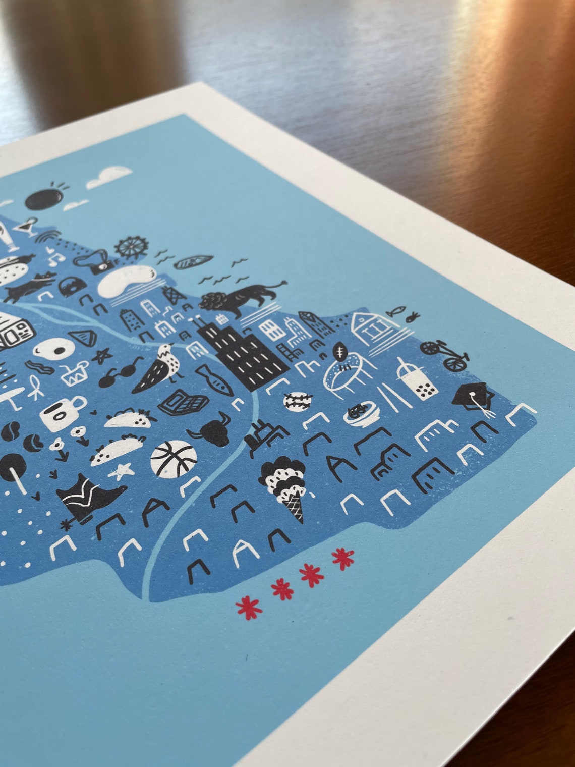 Chicago Doodle Map Art Print - Etsy