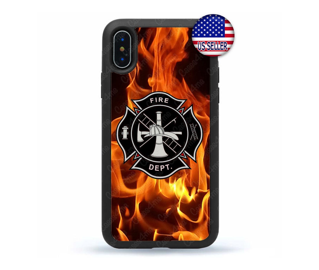 Firefighter Fireman Fire Rescue Logo Hard Rubber Case Cover for iPhone ...