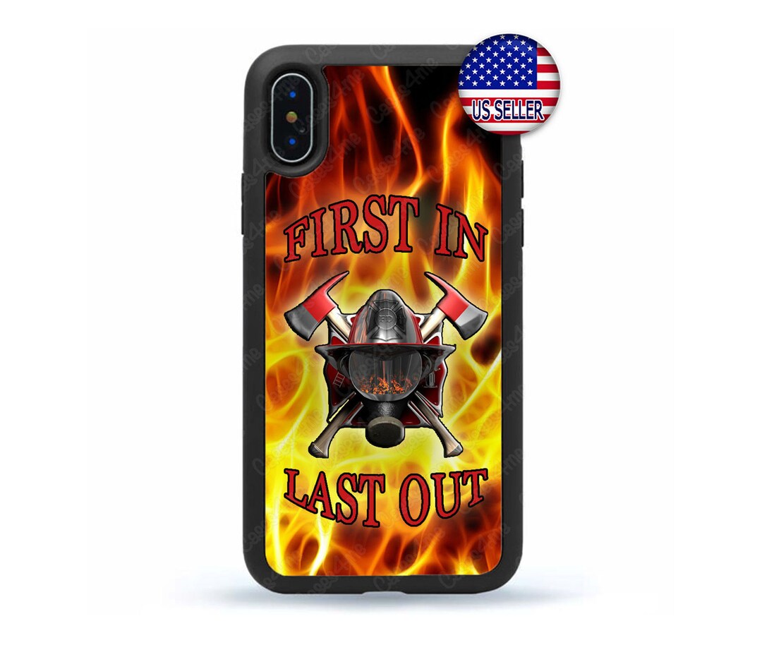 Firefighter Fireman Helmet in Flames Logo Hard Rubber Case Cover for ...