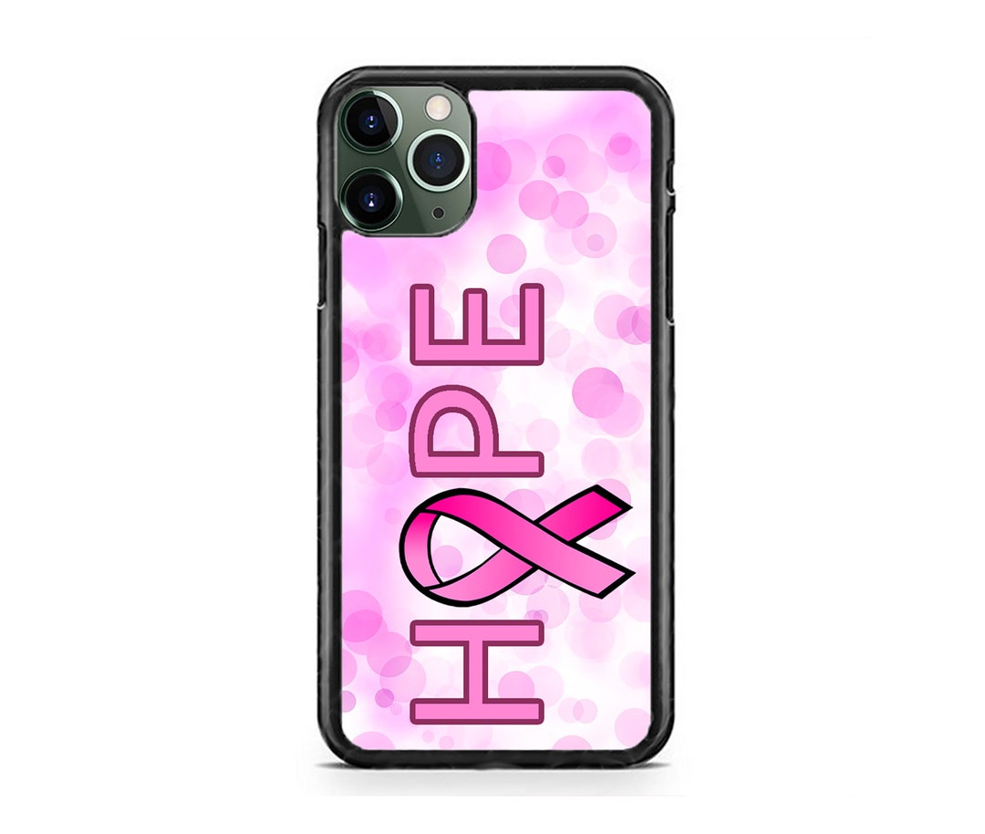 Breast Cancer Hope Pink Ribbon Hard Rubber Phone Case Cover for iPhone ...