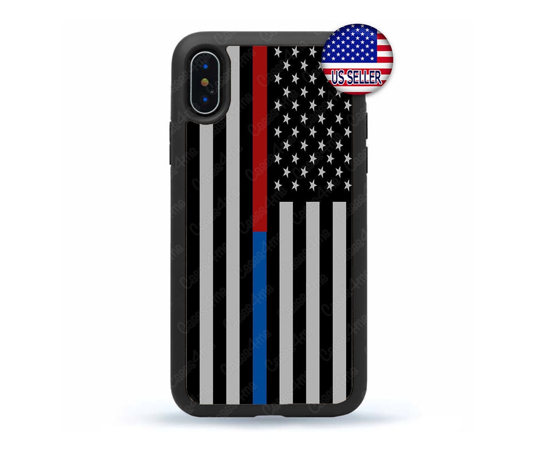 Thin Blue Red Line US Flag Police Firefighter Phone Case Cover for ...