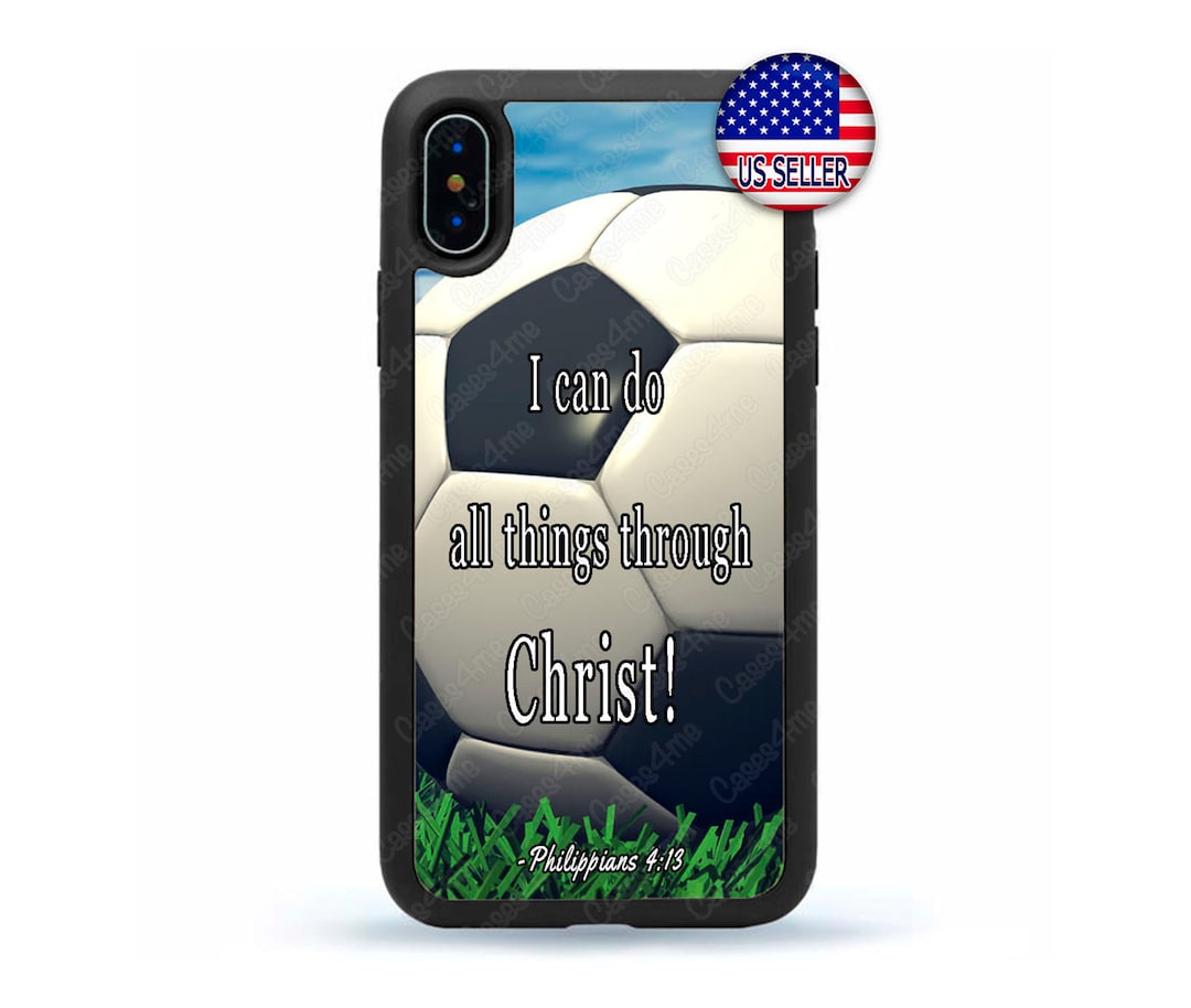 Soccer Sport Christian Bible Verse Quote Case Cover for iPhone 17 16 15 ...