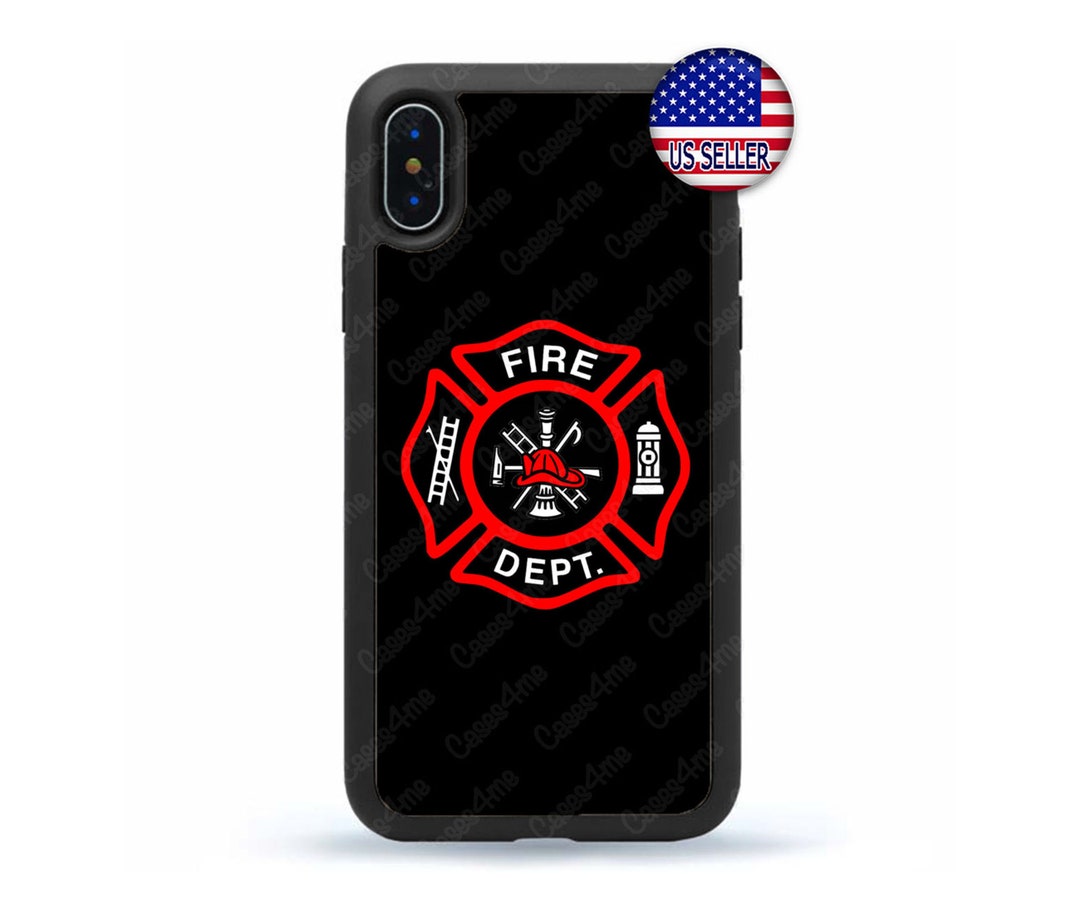 Firefighter Fire Rescue Fireman Logo Hard Rubber Case Cover for iPhone ...