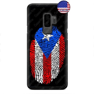 Puerto Rico Flag Fingerprint Hard Rubber Case Cover for Samsung Galaxy ...