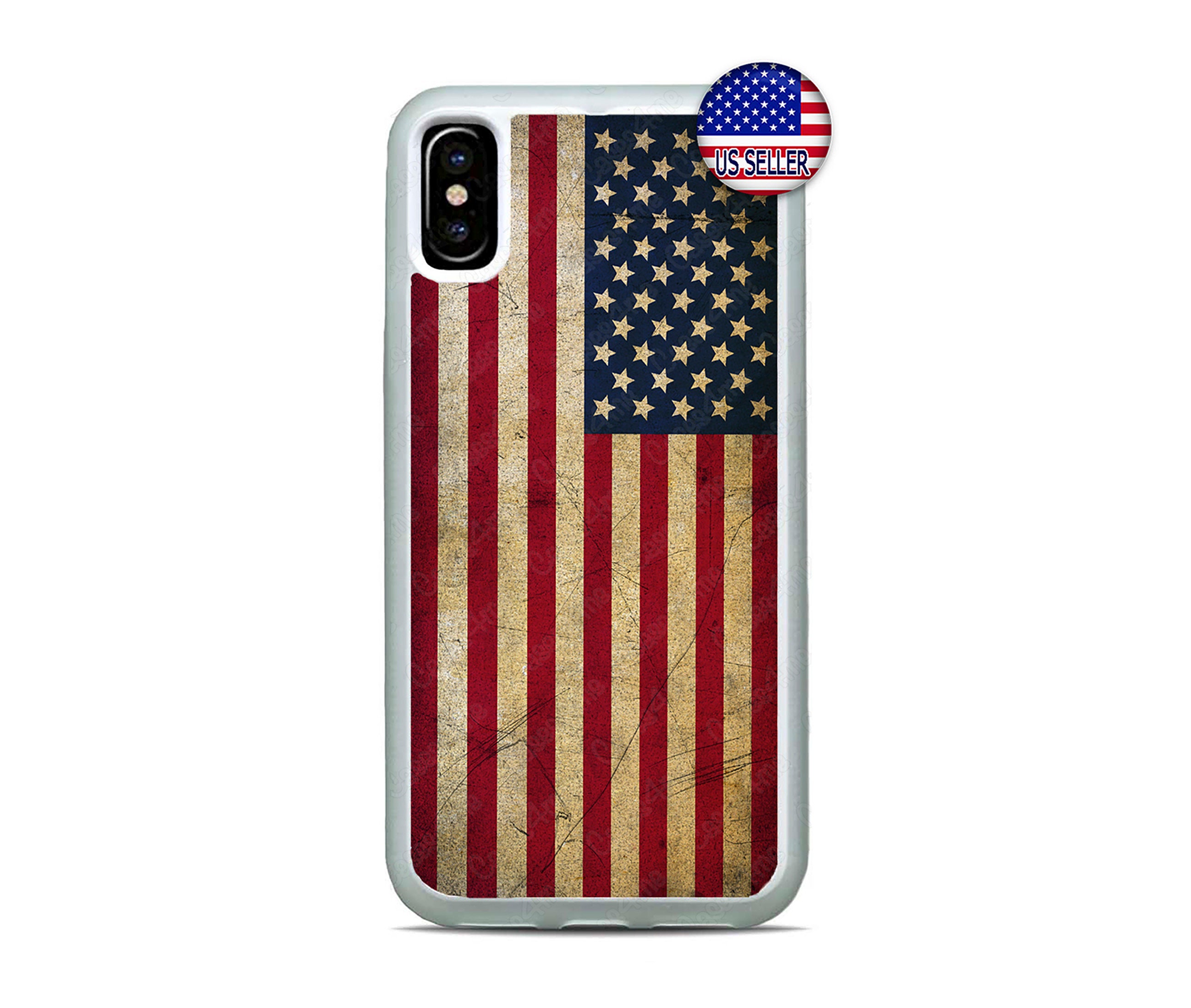 USA Flag Us Grunge Stars Hard Rubber Slim Case Cover for iPhone 17 16 ...