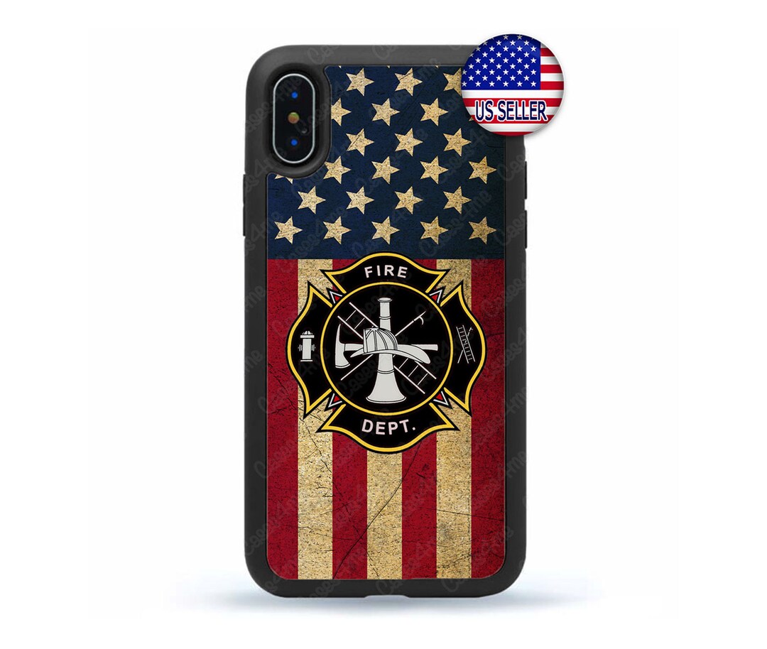 Firefighter Fire Rescue Fireman Logo Flag Hard Rubber Case Cover for ...