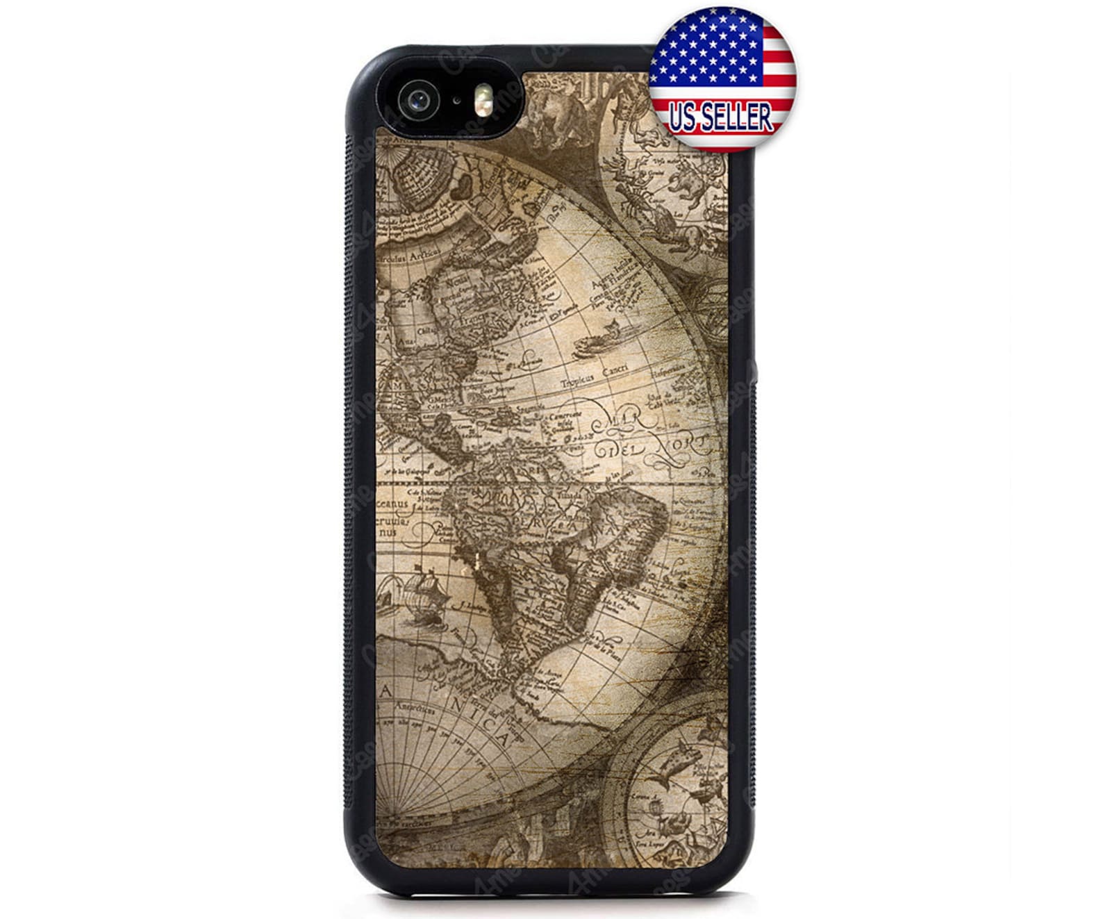 Vintage Old World Map Hard Rubber Case Cover for iPhone 17 16 15 14 13 ...