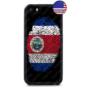 Costa Rica Fingerprint Flag Hard Rubber Case Cover for iPhone 17 16 15 ...