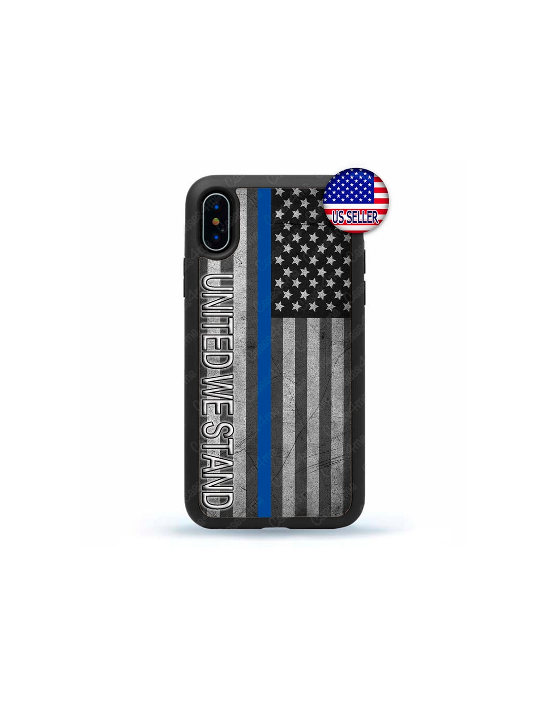 Police Thin Blue Line Flag iPhone Case, United Hard Rubber Slim Phone ...