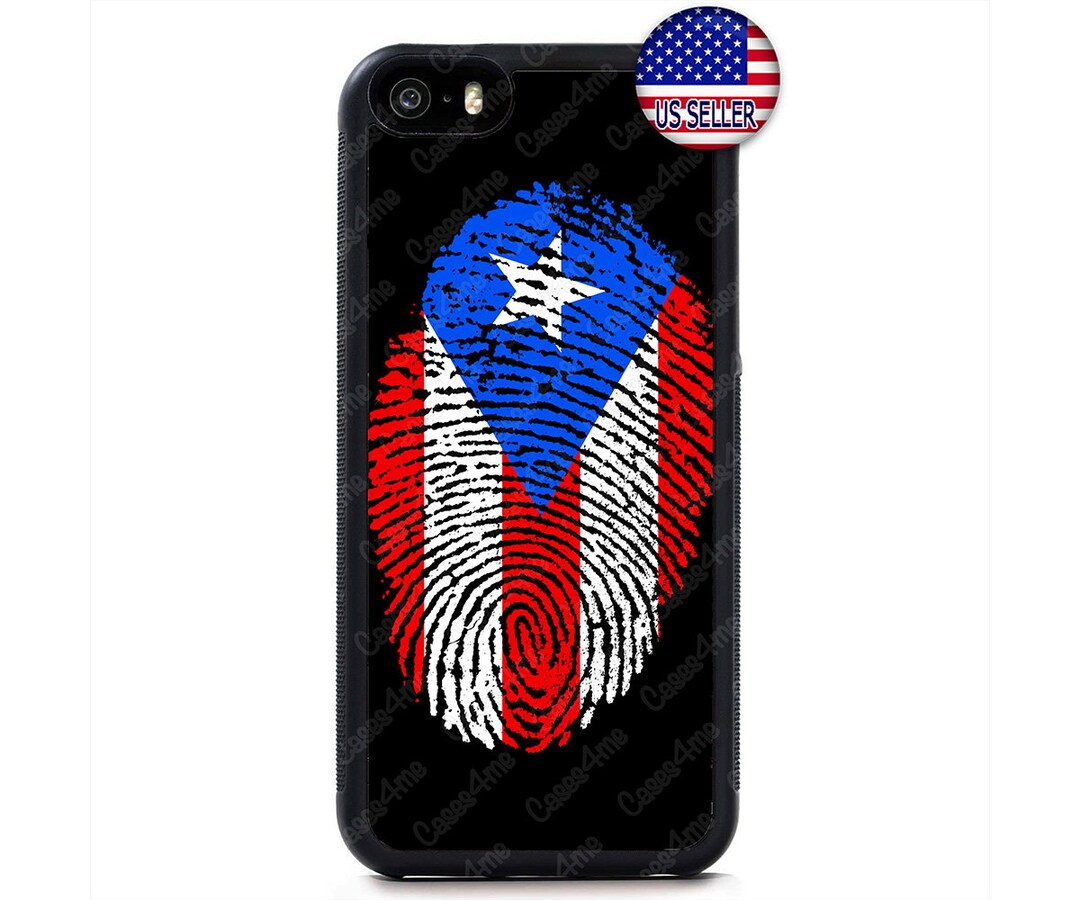 Puerto Rico Flag Fingerprint Hard Rubber Case Cover for iPhone 17 16 15 ...