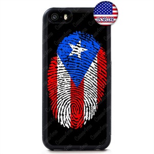 Puerto Rico Flag Fingerprint Hard Rubber Case Cover for iPhone 17 16 15 ...