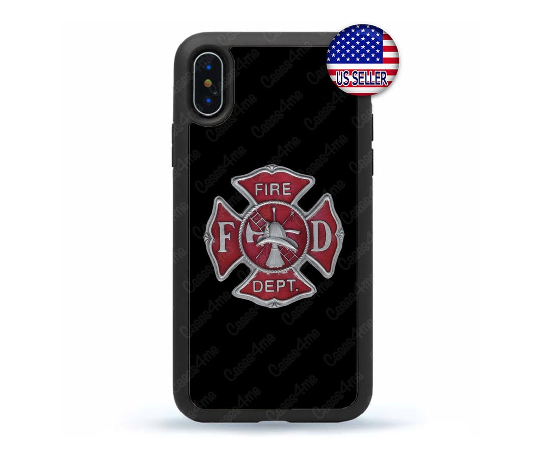 Firefighter Fire Dept. Fireman Logo Hard Rubber Case Cover for iPhone ...