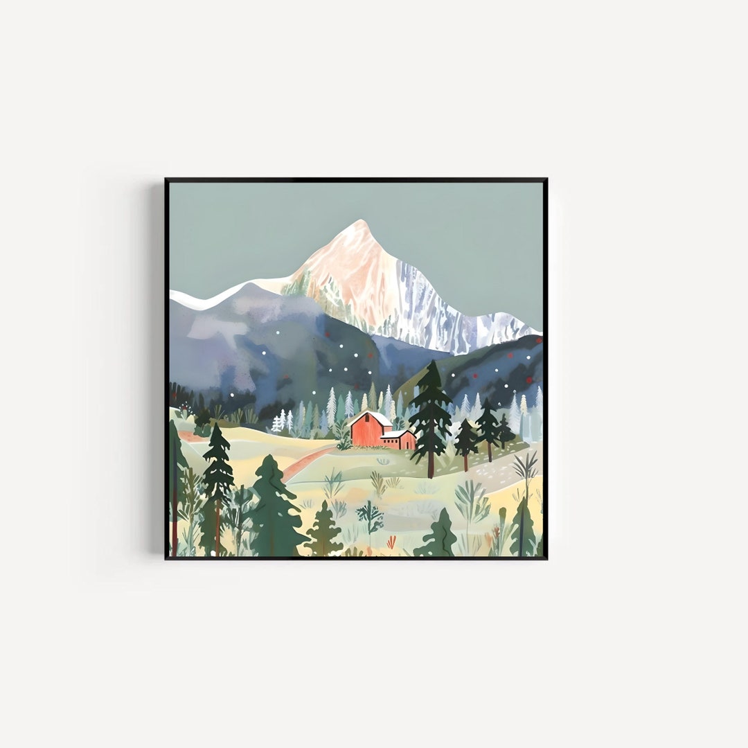 Set of 3 Mountain Cabin Modern Prints | Digital Download | Whimsical ...