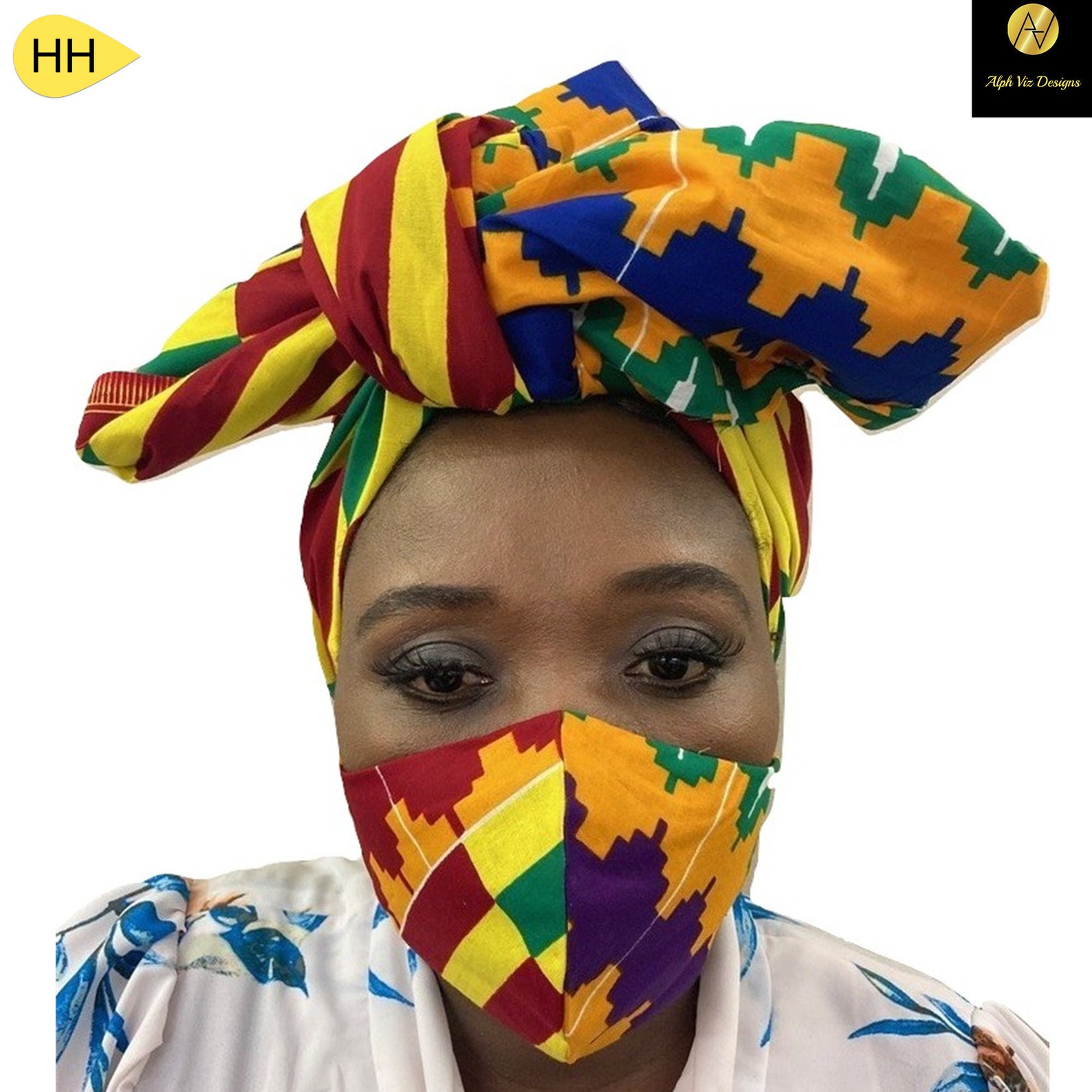 Ankara Face Mask With Head Wrap Set for Women Made From Ankara | Etsy