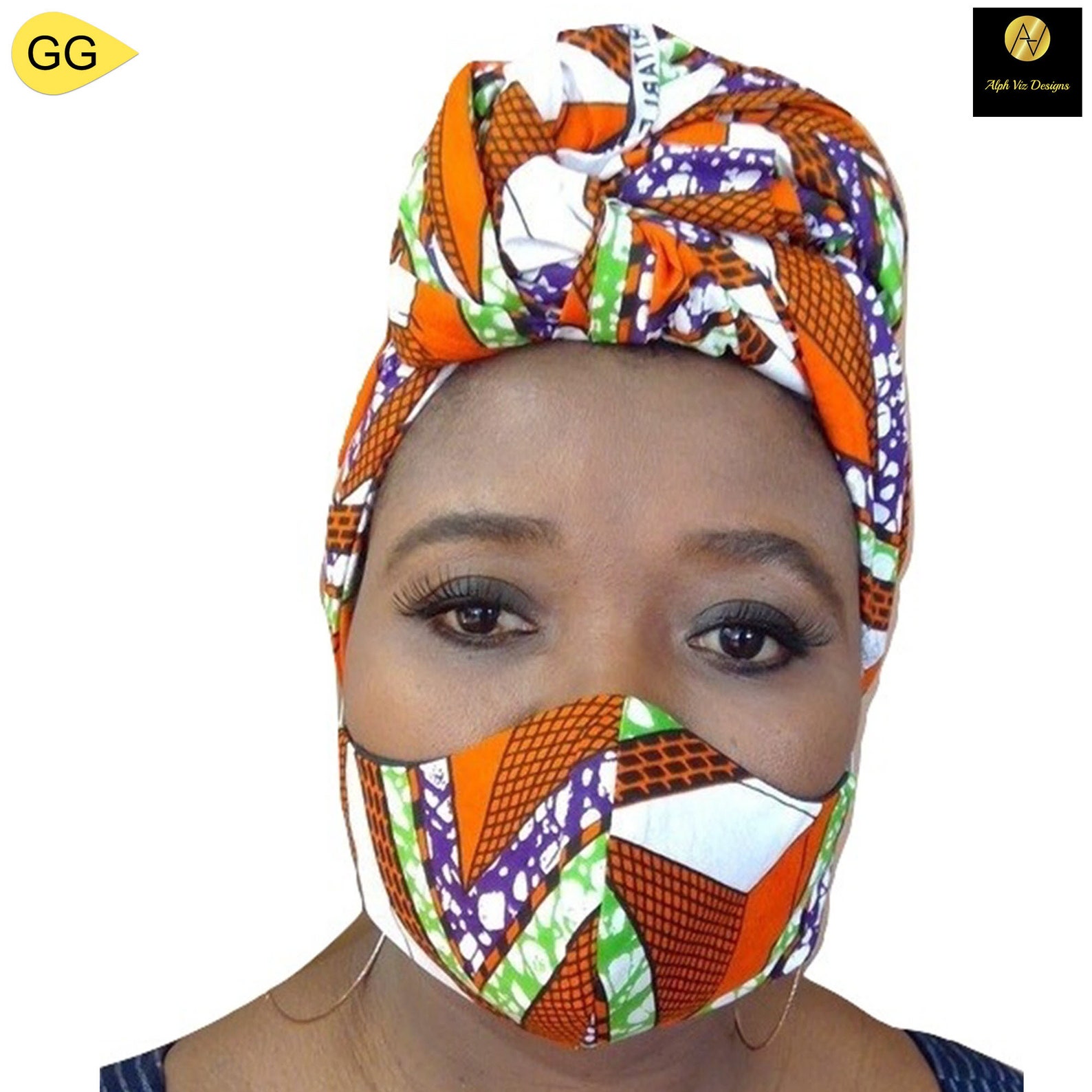 Ankara Face Mask With Head Wrap Set for Women Made From Ankara | Etsy
