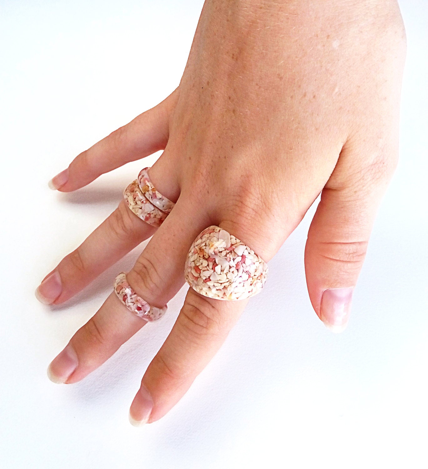 Beach Band Ring Handmade From Pink Bermuda Sand and Bio Resin - Etsy