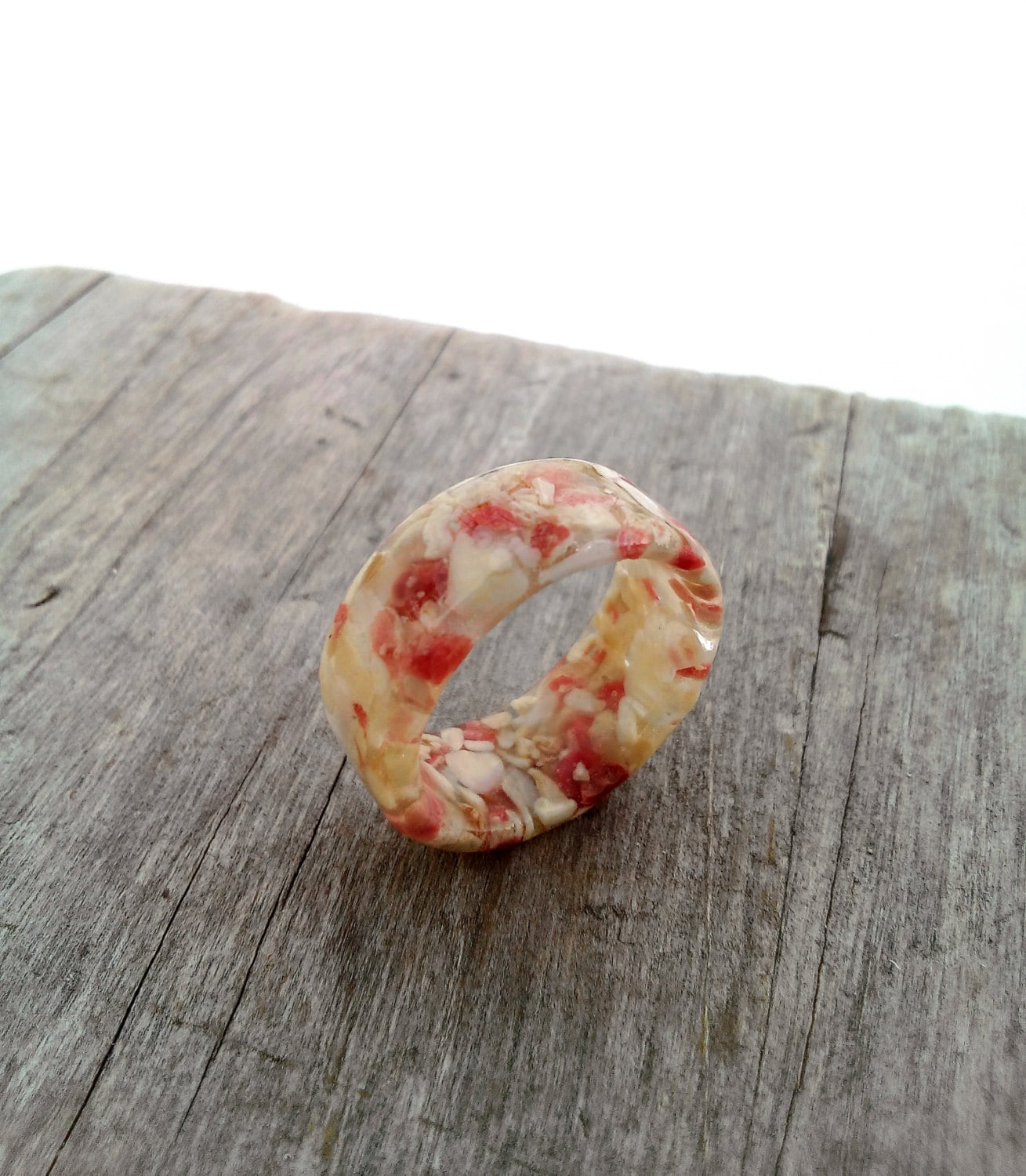 Beach Band Ring Handmade From Pink Bermuda Sand and Bio Resin - Etsy