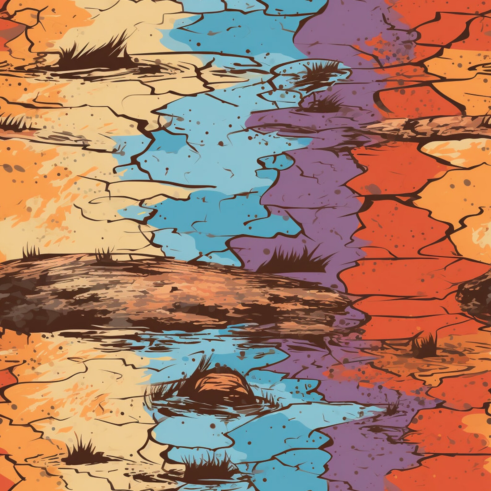 Graffiti Dirt Road Seamless Pattern: Colorful Urban Digital Paper (PNG ...