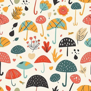 Seamless Files Summer Rain Digital Scrapbook Paper 5 Designs Sewing Patterns - Etsy