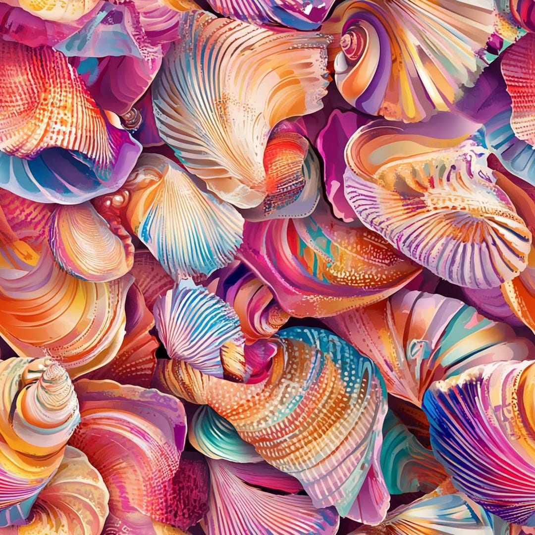 PNG Seamless Patterns Seashells Graffiti Digital Paper 5 Tile Designs ...